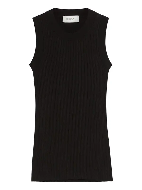 Sportmax Crewneck Sleeveless Ribbed Tank Top - Black