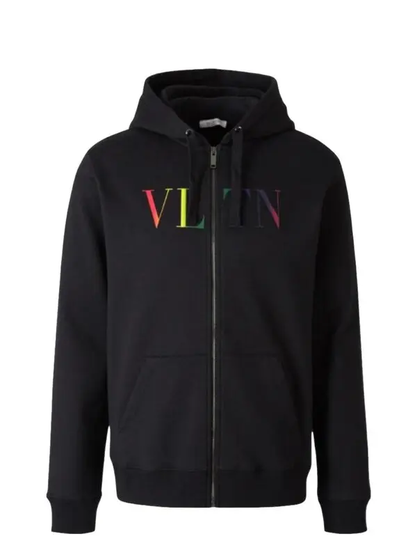 Valentino Garavani Vltn Printed Zipped Hoodie - Black