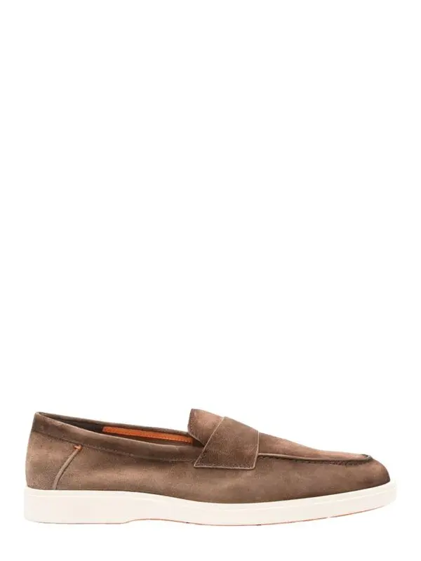 Santoni Almond Toe Loafers - Brown