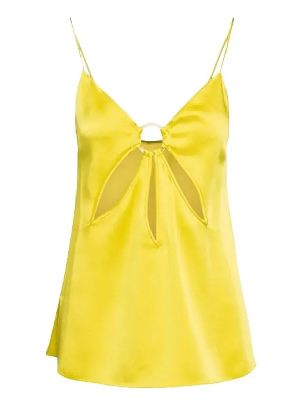 Stella McCartney Cut-out Detailed Sleeveless Satin Vest - Yellow