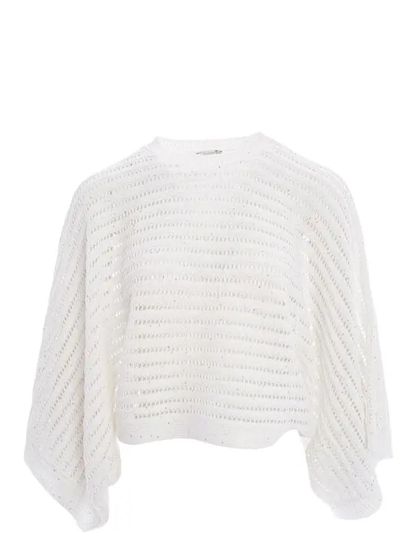 Peserico Florette Sequin Knit Sweater - Solar White