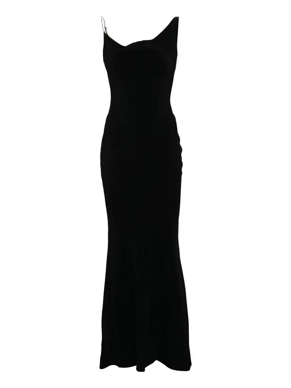 MUGLER Cowl Neck Maxi Dress - Black