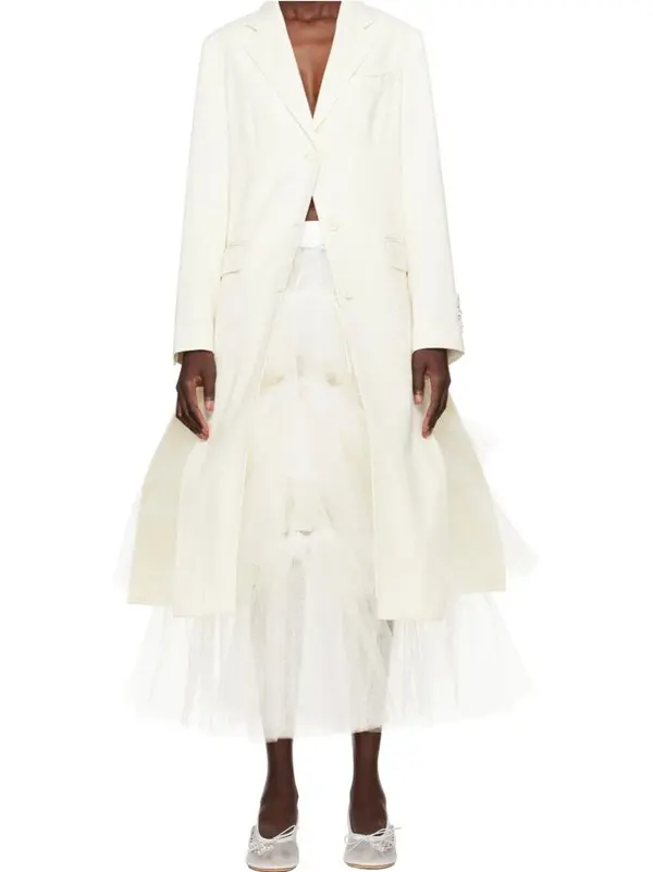 Simone Rocha Cut-out Bow Detail Coat - Cream/pearl/clear