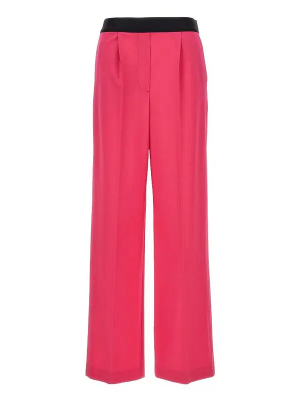 MSGM Logo Waistband Wide-leg Trousers - Red