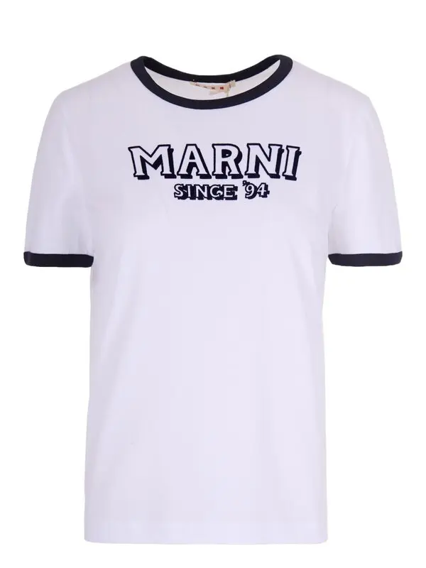 Marni Short-sleeved Crew Neck T-shirt With Logo - White
