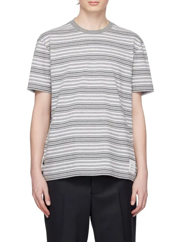 Thom Browne Striped Crewneck T-shirt - Gray