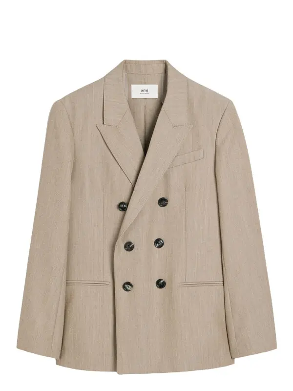 Ami Double Breasted Jacket With Back Slit And Buckle Detail - Ginger