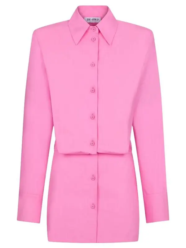 Attico The Margot Buttoned Long-sleeve Shirt Dress - Pink