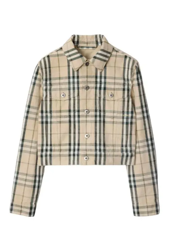 Burberry Long Sleeve Checked Shirt Jacket - Grain