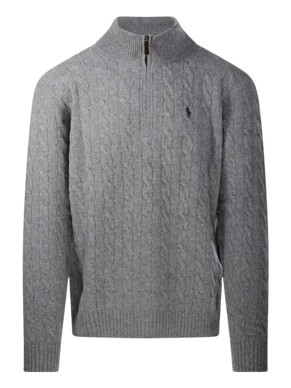 Polo Ralph Lauren Cable Knit Quarter Zip Jumper - Grey