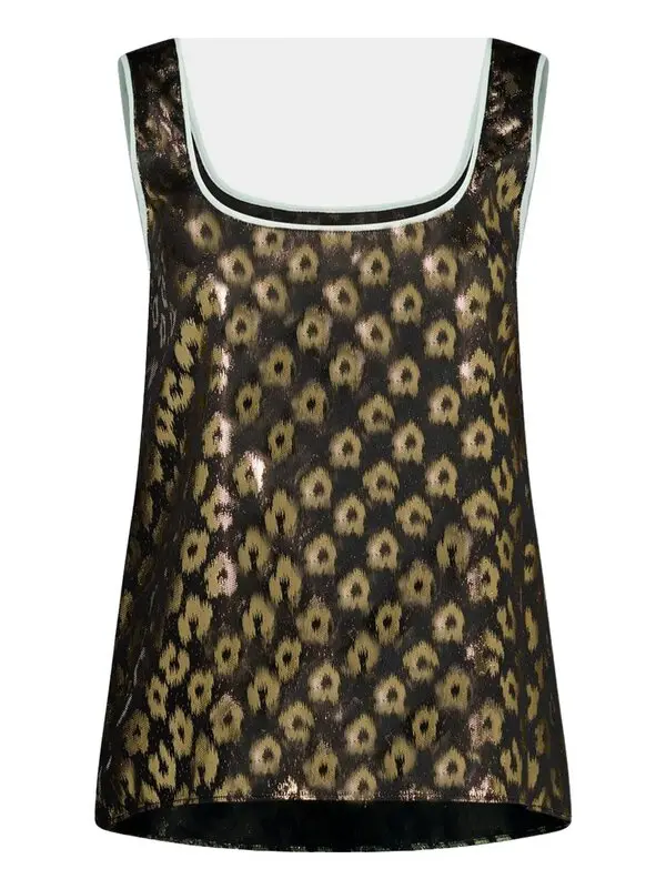 La DoubleJ Graphic Print Silk Top - Black