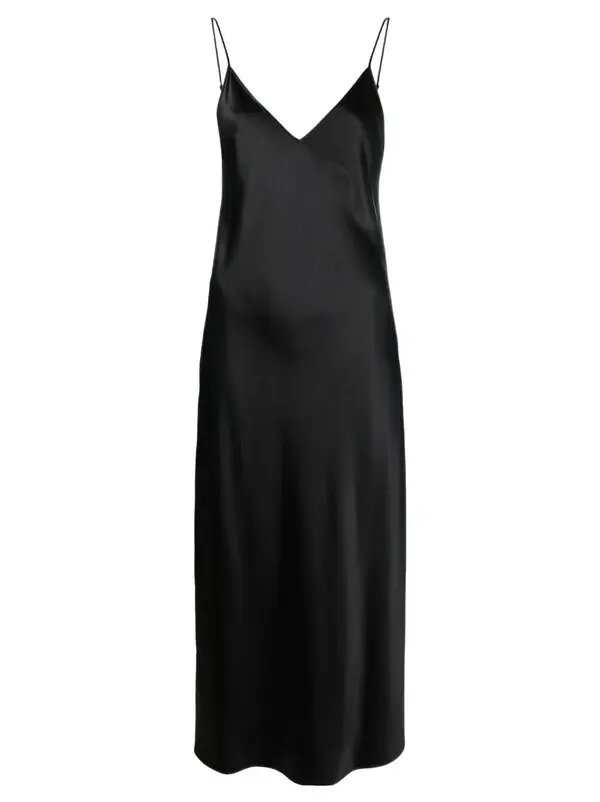 JOSEPH Clea Silk Satin Flared Dress - Black