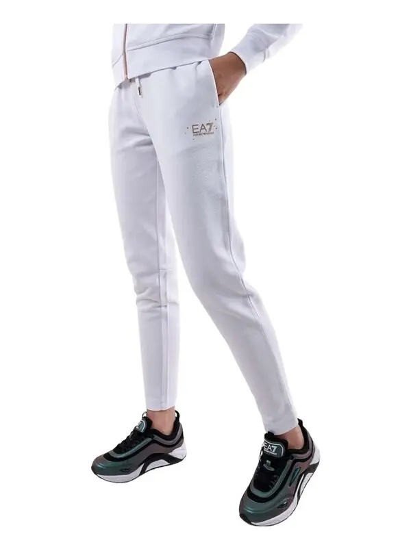 EA7 Logo Printed Track Pants - White