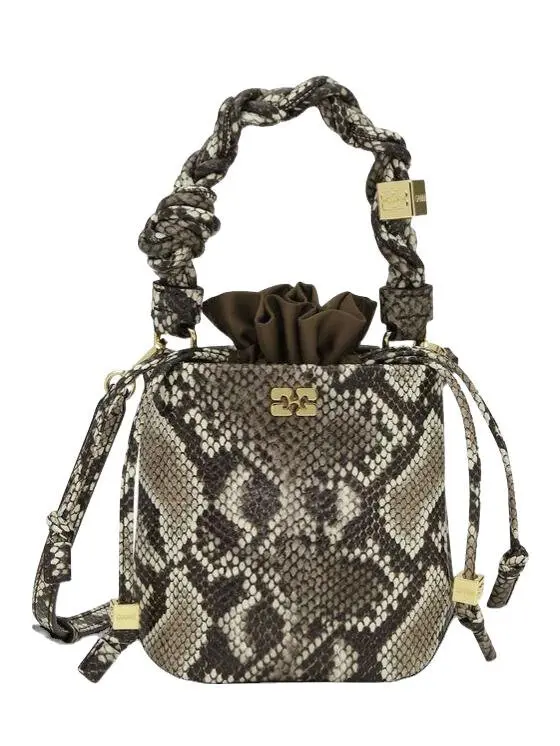 GANNI Snake Mini Bucket Bag - Egret