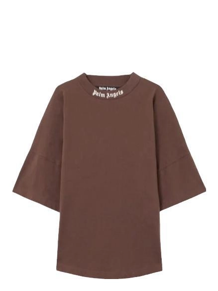 Palm Angels Logo Printed Crewneck T-shirt - Brown