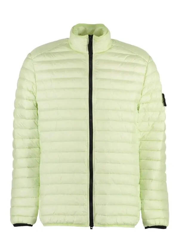 Stone Island Logo Patch Zip-up Padded Jacket - Light Green