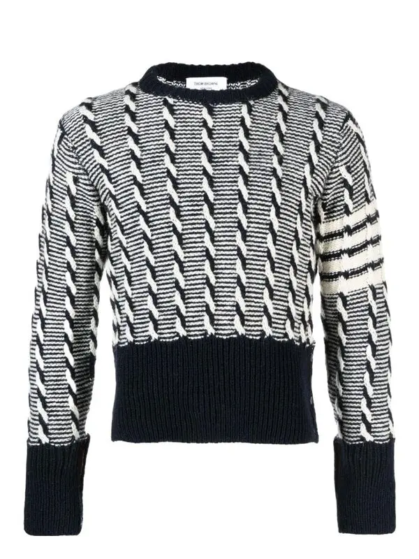 Thom Browne Twist Cable-knit Jumper - Navy Blue
