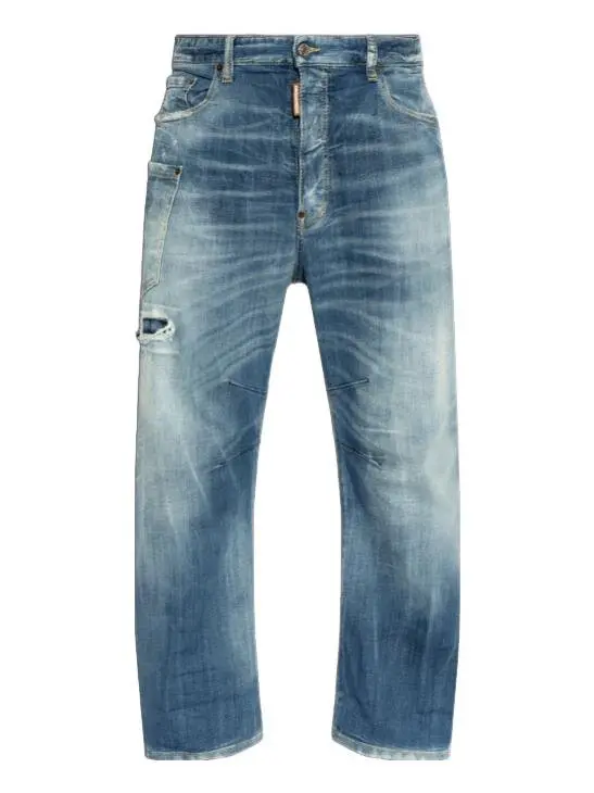 Dsquared2 Distressed Washed Denim Jeans - Blue