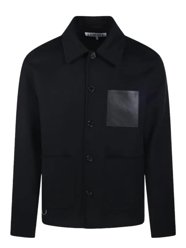 Loewe Workwear Jacket With Leather Logo Patch - Black