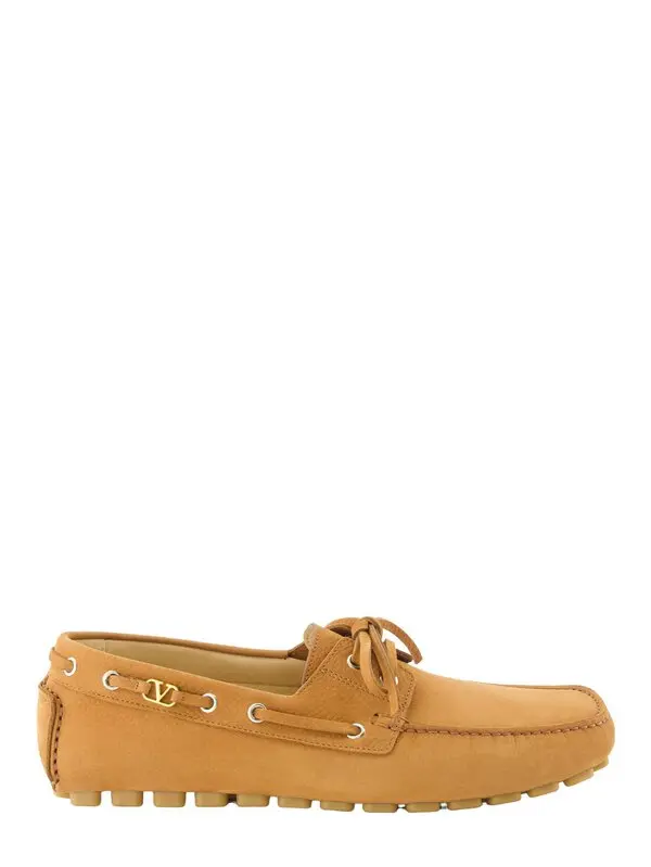 Valentino Garavani Vlogo Plaque Slip-on Driver Loafers - Brown