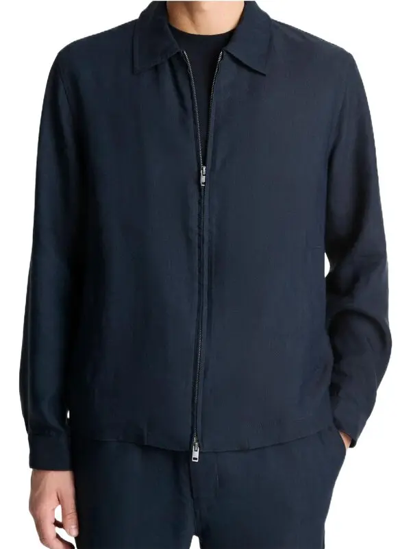 Vince Zip-up Jacket With Lapel Collar - Black