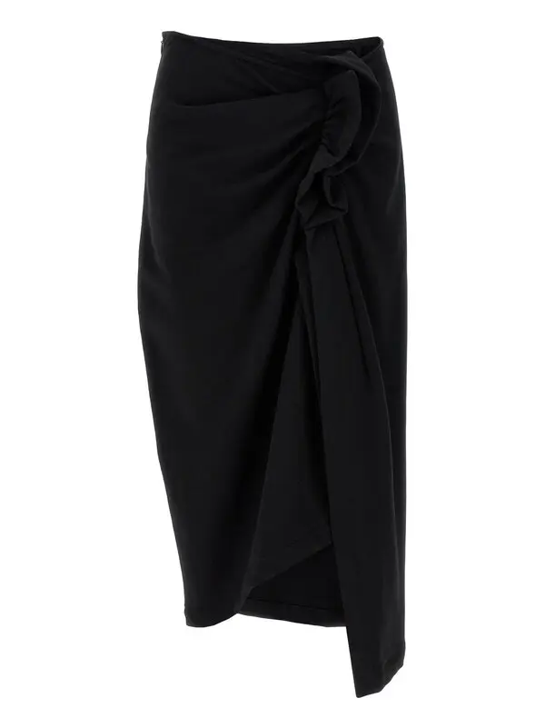 Dries Van Noten Asymmetric Midi Skirt - Black