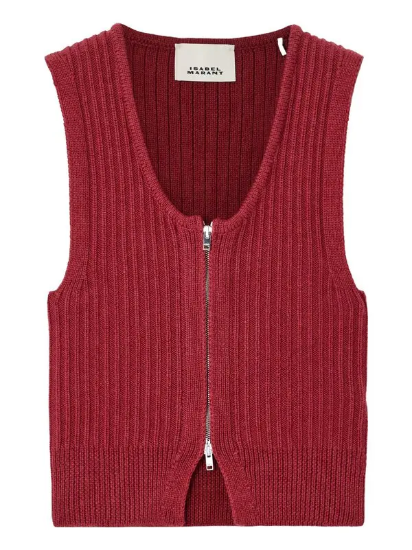 Isabel Marant Étoile Devima Wool Rib Knit Vest - Red