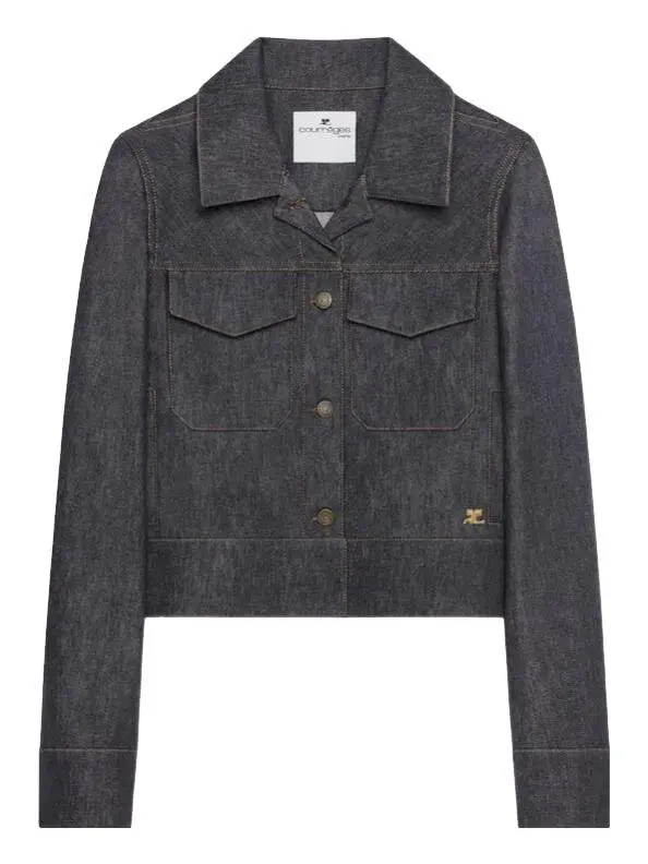 COURREGES Courrèges Denim Utility Trucker Jacket - Black