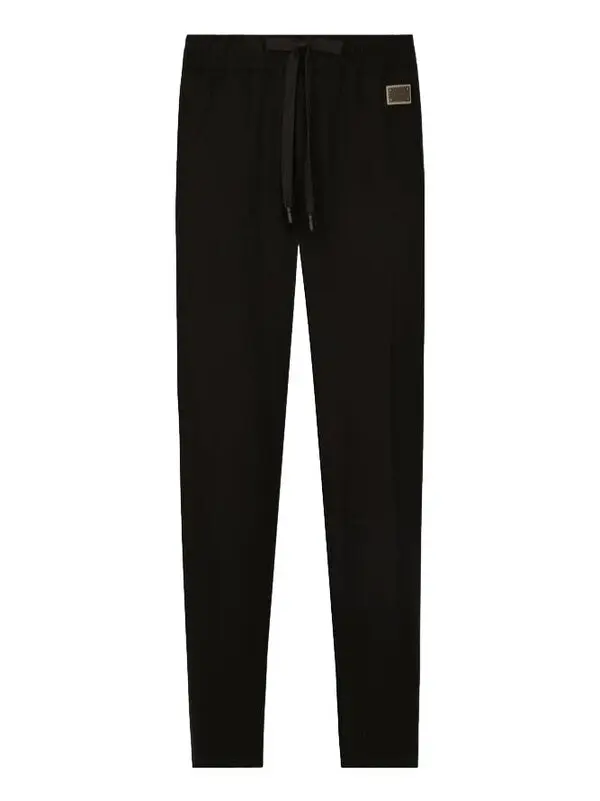 Dolce & Gabbana Logo Detail Drawstring Trousers - Black