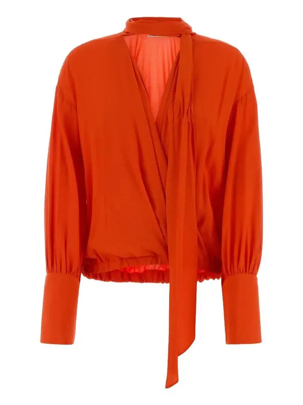 Blumarine Long Sleeve Tie Neck Blouse - Red