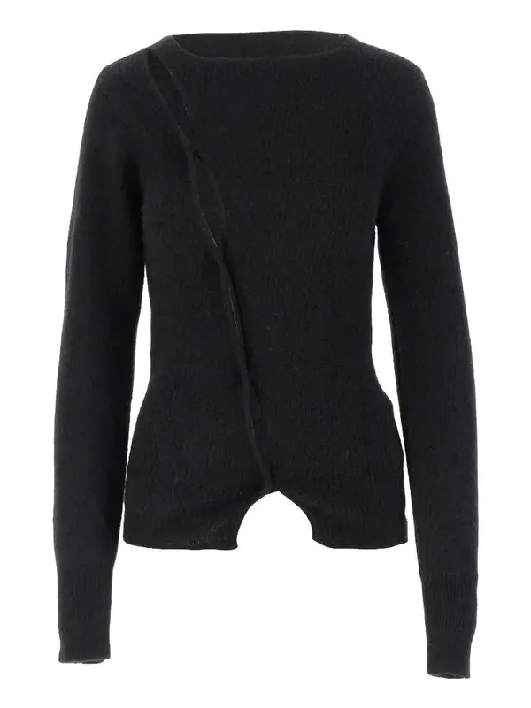 Jacquemus Asymmetric Knitted Cardigan - Black