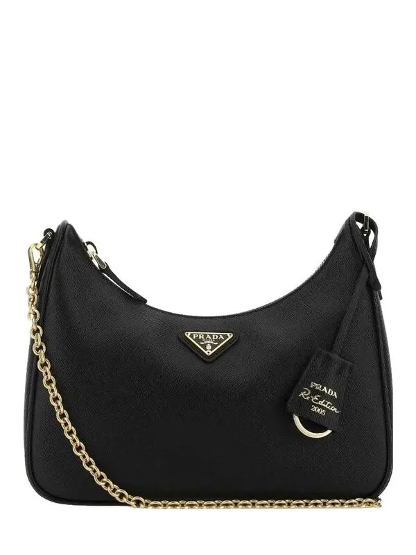 Prada Re-edition 2005 Saffiano Leather Shoulder Bag - Black