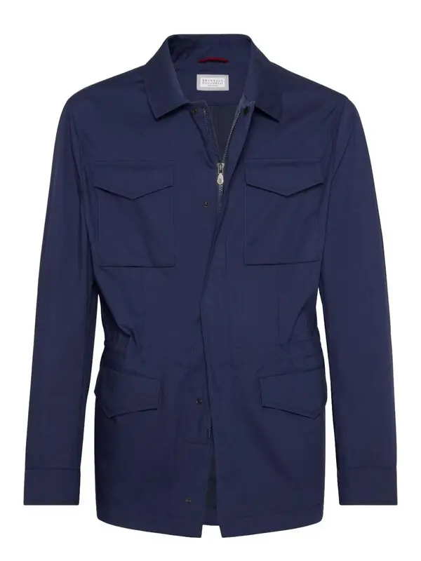 Brunello Cucinelli Drawstring Waist Lightweight Shirt Jacket - Blue