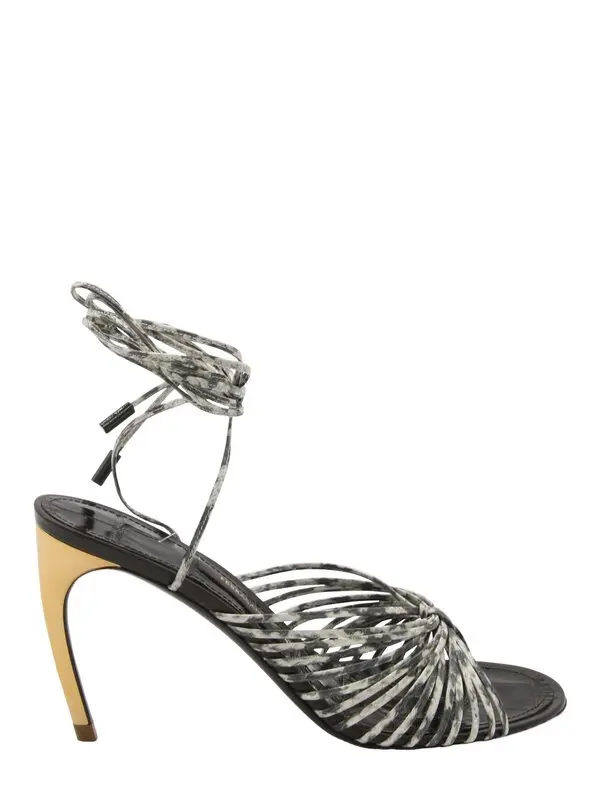 FERRAGAMO Strappy High Heel Sandals With Tie Fastening - Black