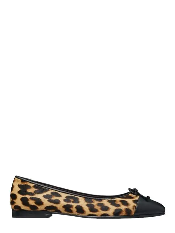 Tory Burch Cap-toe Ballet Flats With Bow Detailing - Classic Leopard Print