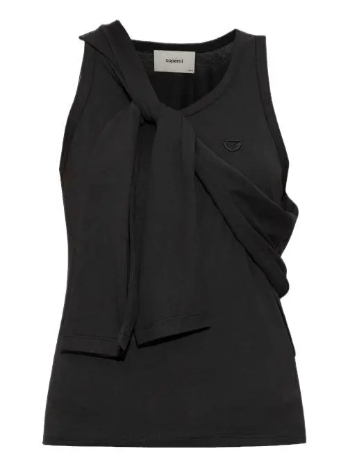 Coperni Sleeveless Layered Tank Top With Graphic Detail - Black