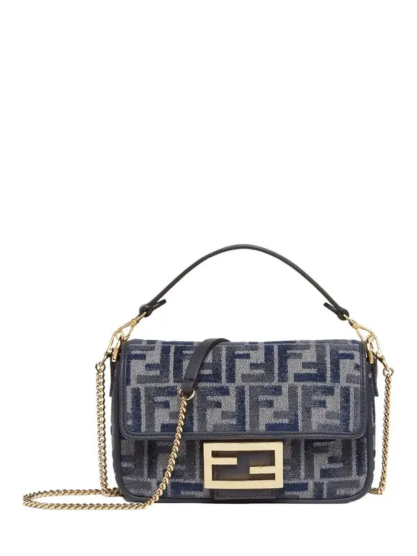 Fendi Ff Chenille Baguette Bag - Dark Blue