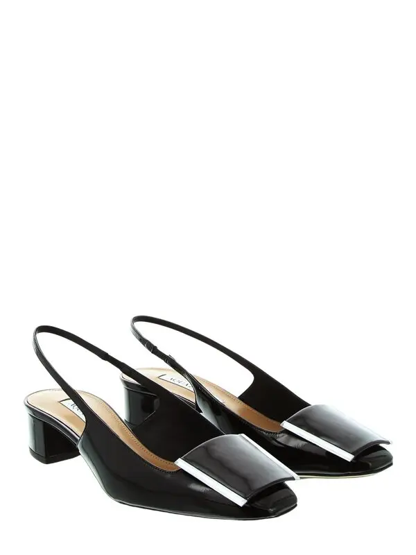 AQUAZZURA Block-heeled Slingback Pumps With Square Buckle Detailing - Black