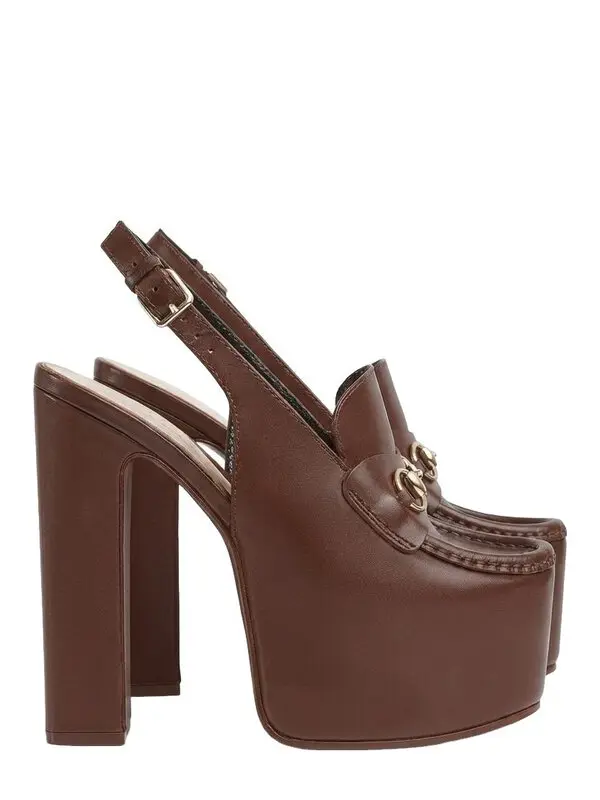 Gucci Horsebit Platform Loafer Slingback - Dark Brown