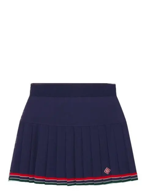 Casablanca Navy Pleated Skirt - Black