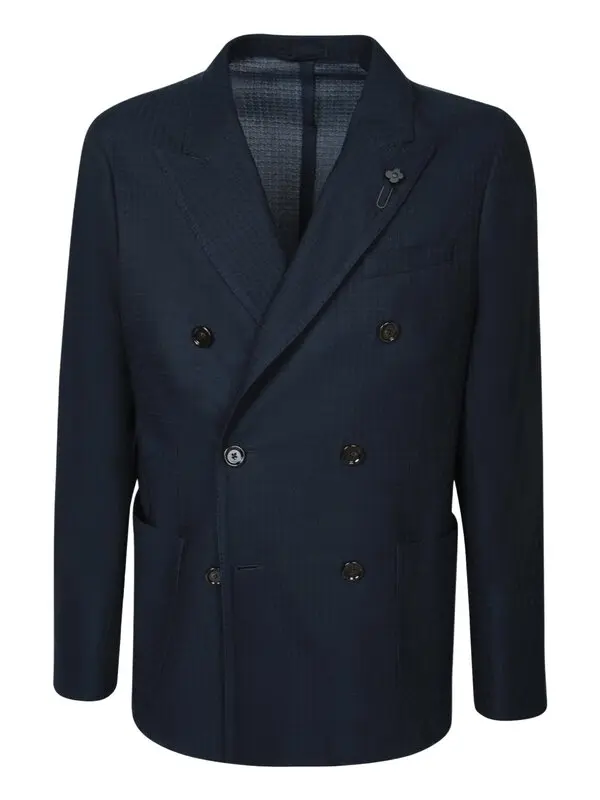 LARDINI Double-breasted Blazer Jacket - Black