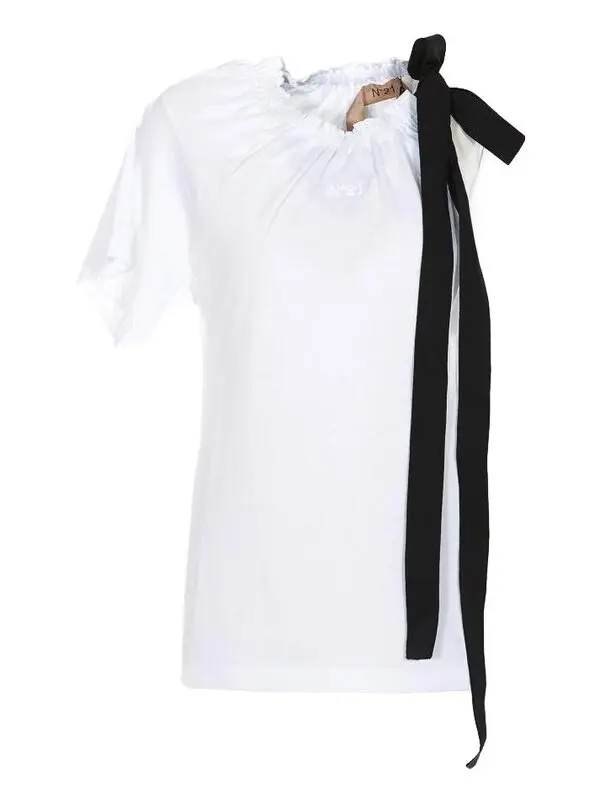 N.21 Asymmetrical Ruffle Detail T-shirt - No