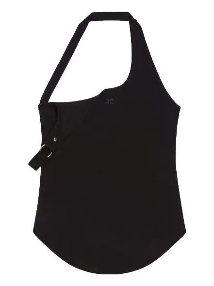 COURREGES Courrèges Asymmetrical Buckle Tank Top - Black
