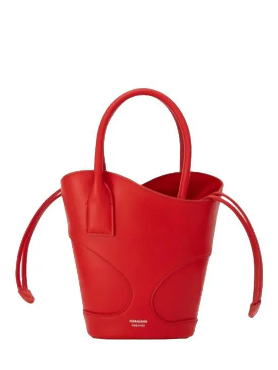 FERRAGAMO Cut Out Detailed Bucket Bag - Red