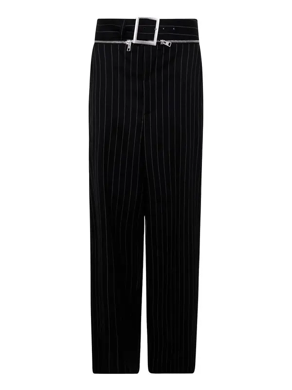 JEAN PAUL GAULTIER Pinstriped Wide-leg Trousers - Black White