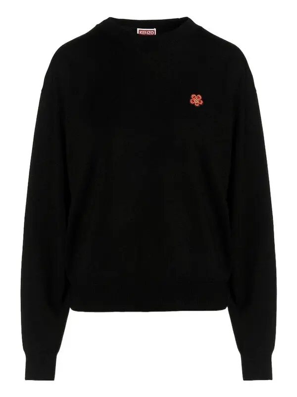 Kenzo Boke Flower Crest Crewneck Jumper - Black
