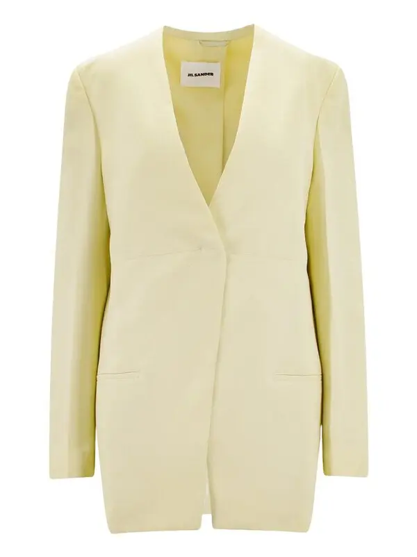 JIL SANDER Single-breasted V-neck Tailored Blazer - Nude