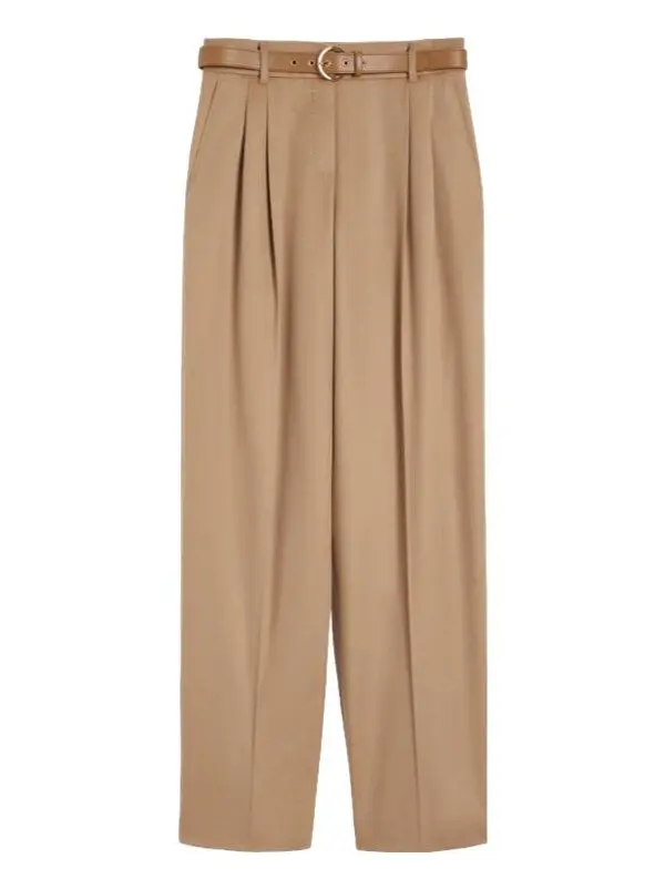 Max Mara Flowing Wool Trousers - Camel
