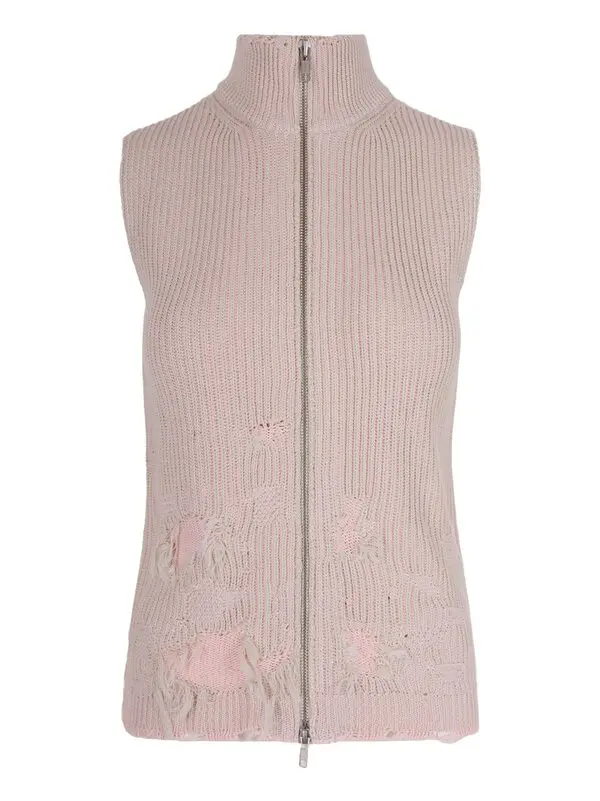 MAISON MARGIELA Distressed Knitted Vest - Light Pink