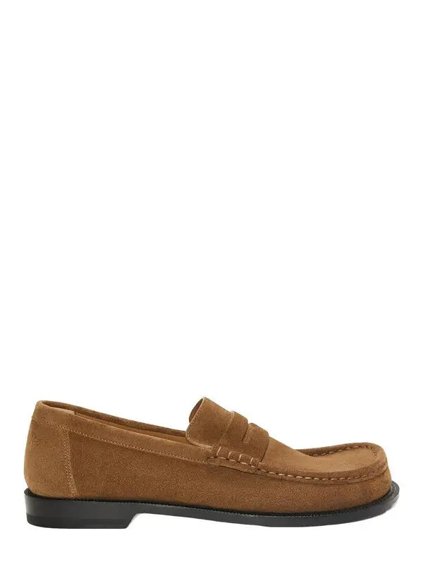 Loewe Campo Round Asymmetrical Toe Loafers - Tobacco Color